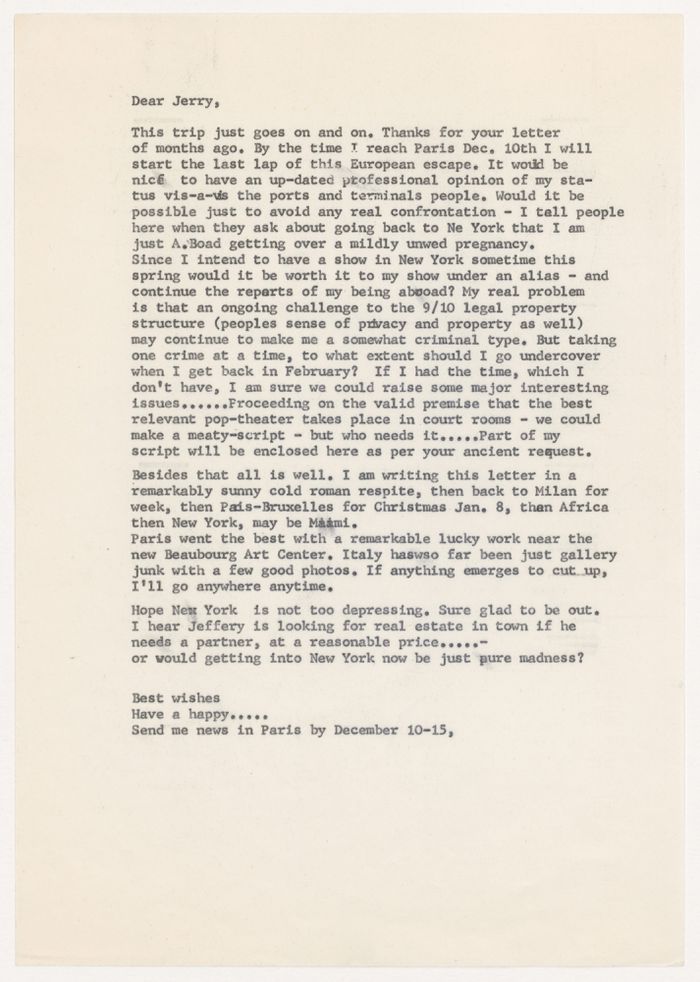 Personal and Professional Correspondence - Gordon Matta-Clark ...