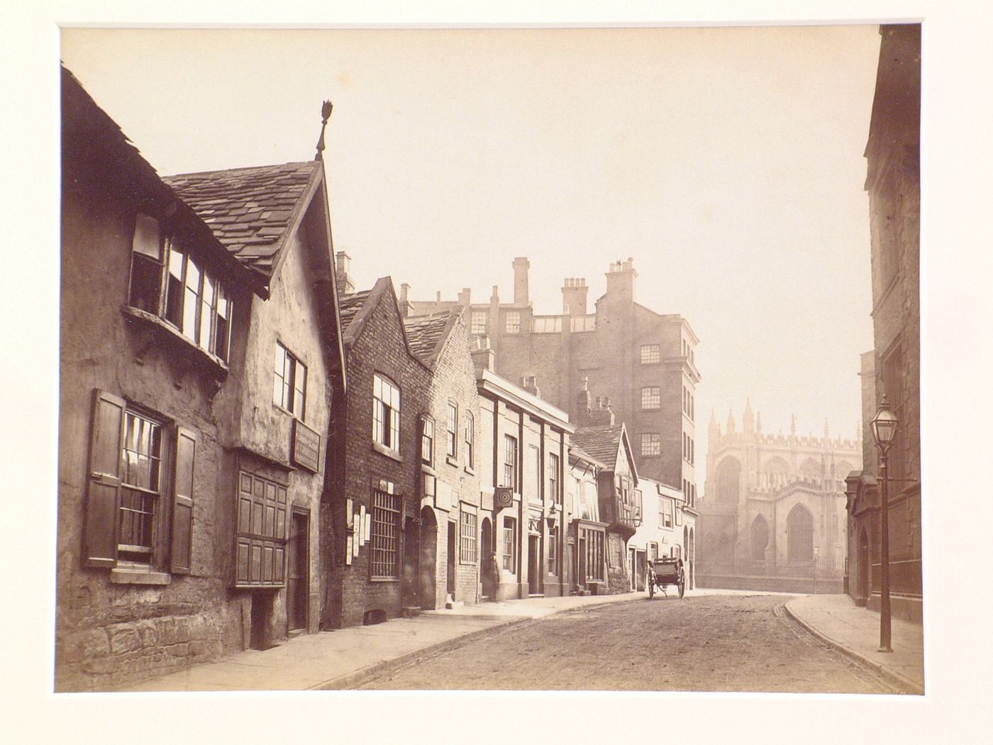 View of houses in long Millgate, Manchester, England