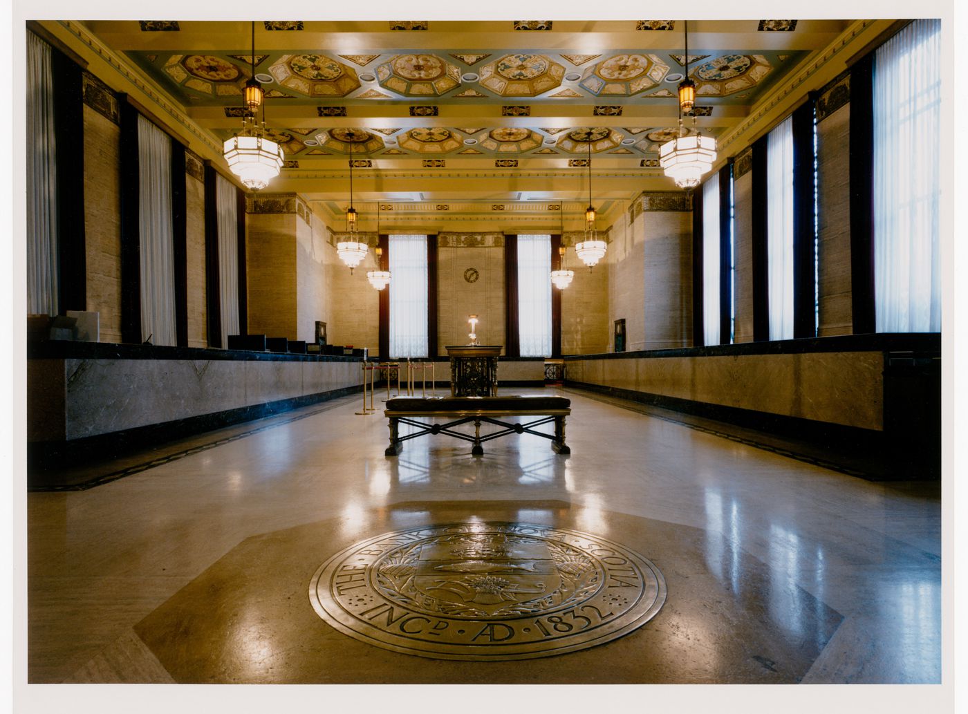 Banking hall with bank seal, Bank of Nova Scotia, Halifax, Nova Scotia