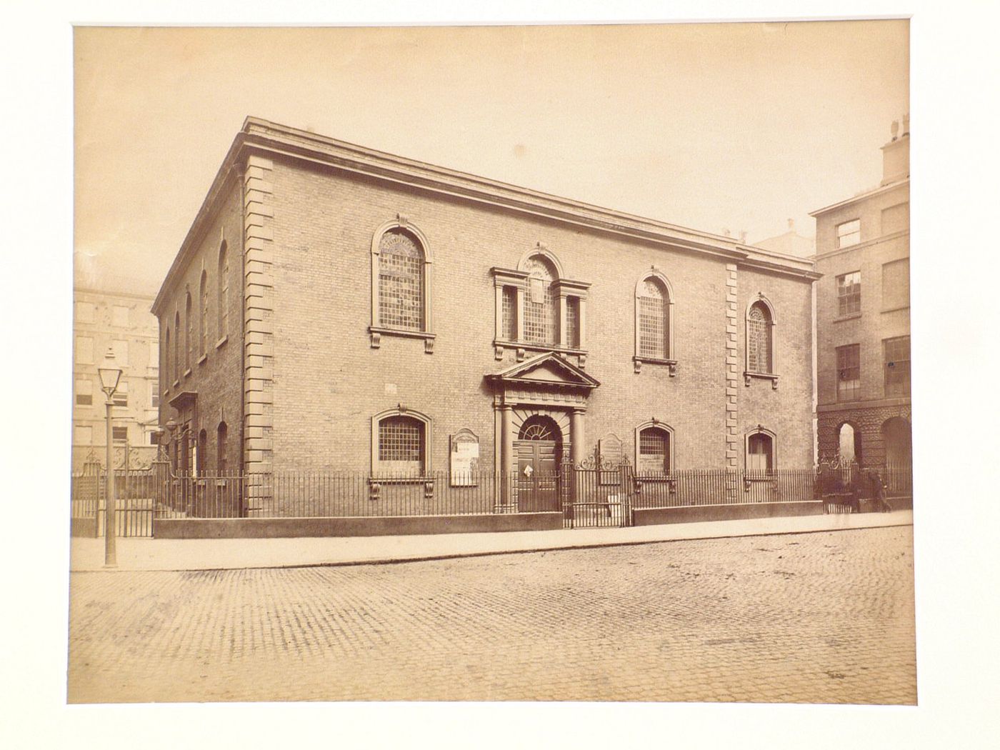 Exterior view of façade at Unitarian Chapel, Manchester, England