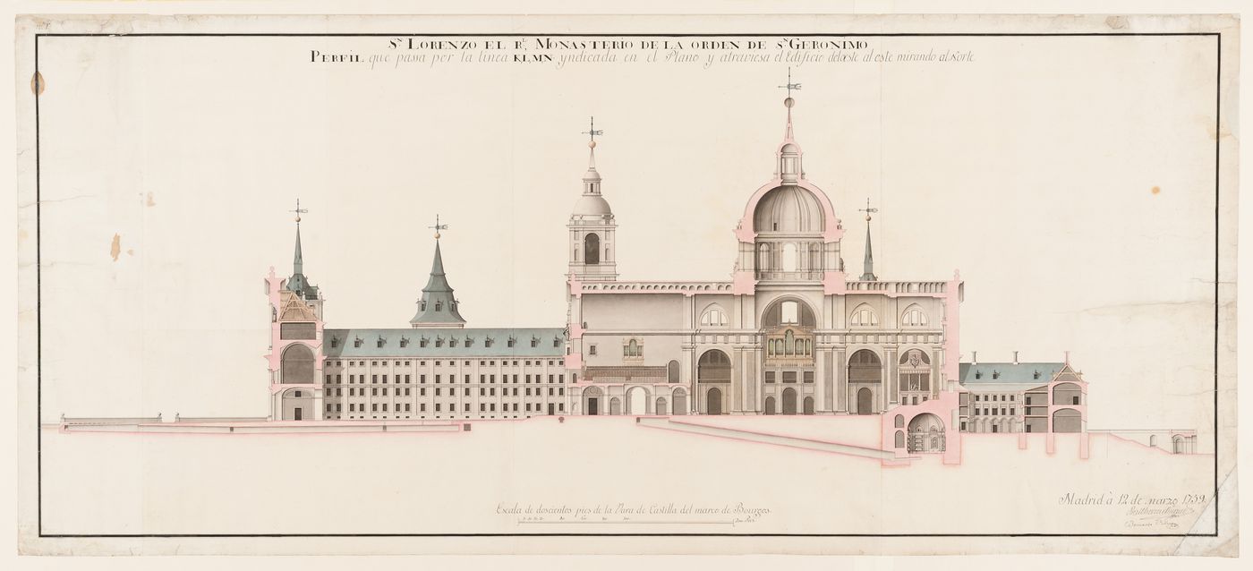 Longitudinal section of the Escurial, Madrid