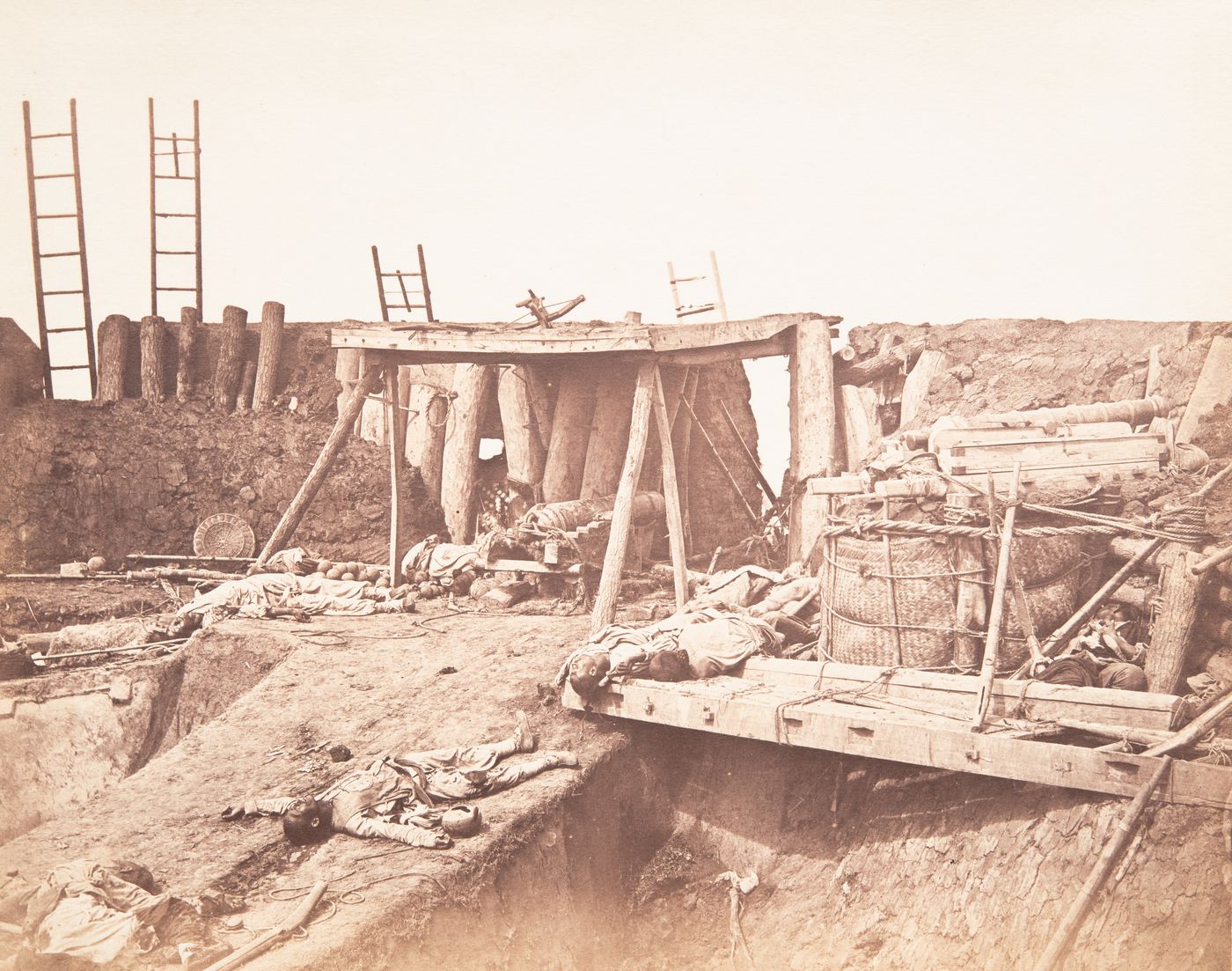 Partial view of the ruins of the Upper North Taku Fort, showing dead ...