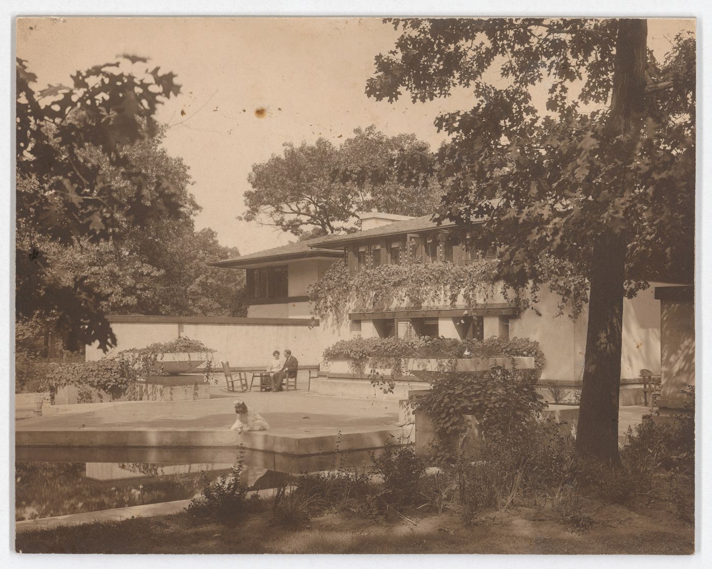 Exterior view of Coonley House showing Queene Ferry Coonley [?], Avery ...