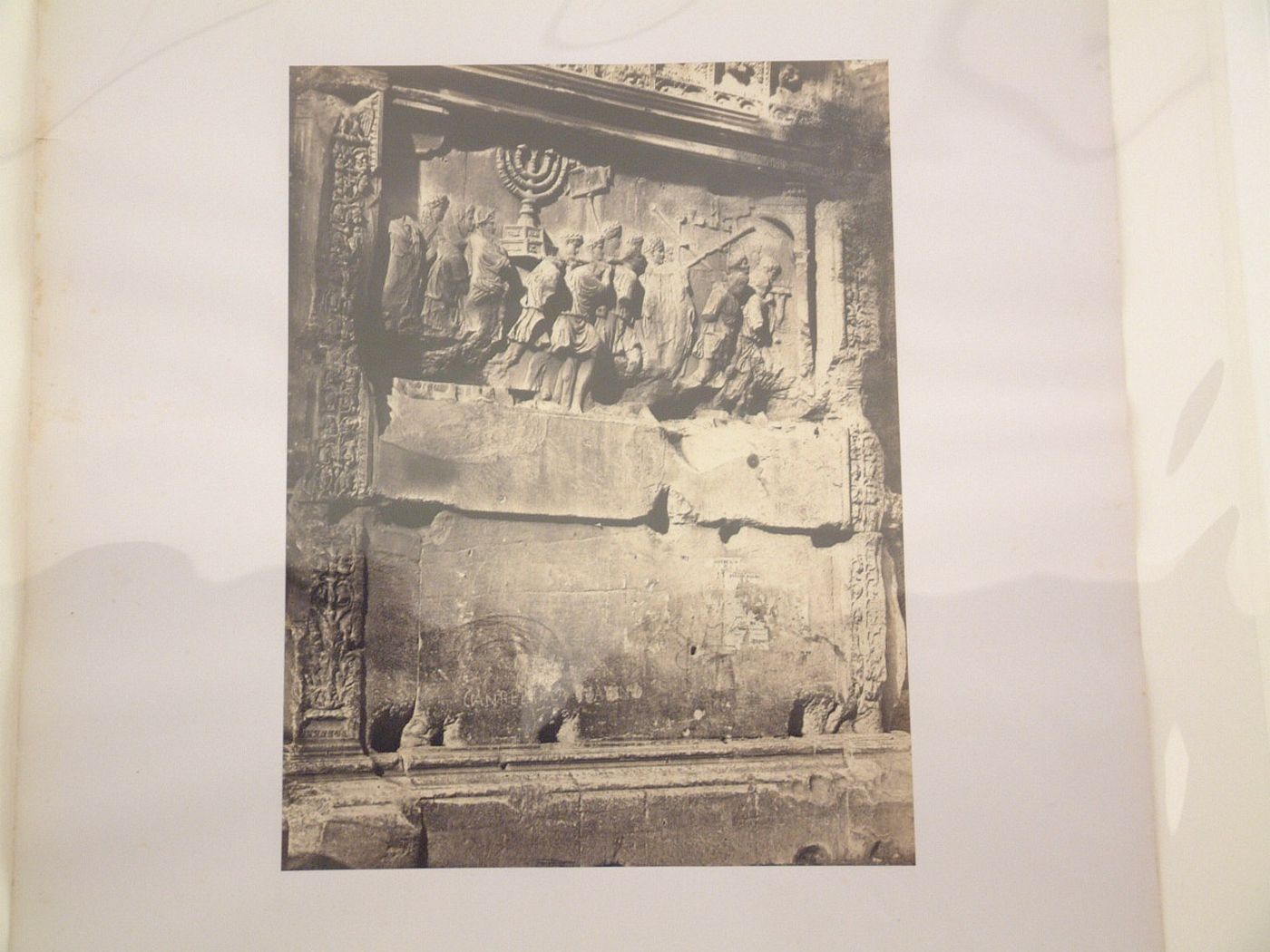 Close-up view of a bas-relief on the intrados of the Arch of Titus ...