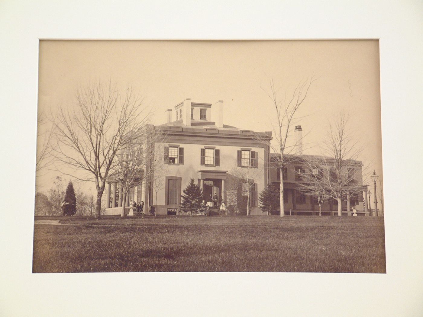 Armory, Commanding Officer's Quarters, with figures at entrances, Springfield, Massachusetts
