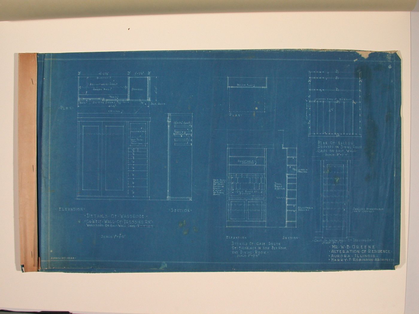 William B. Greene House, Aurora, Illinois: Basement plan, partial wall ...